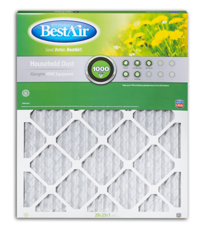 BestAir® B1-2025-8-12 Pleated Filter Merv 8 (20" x 25" x 1") - Spring ...